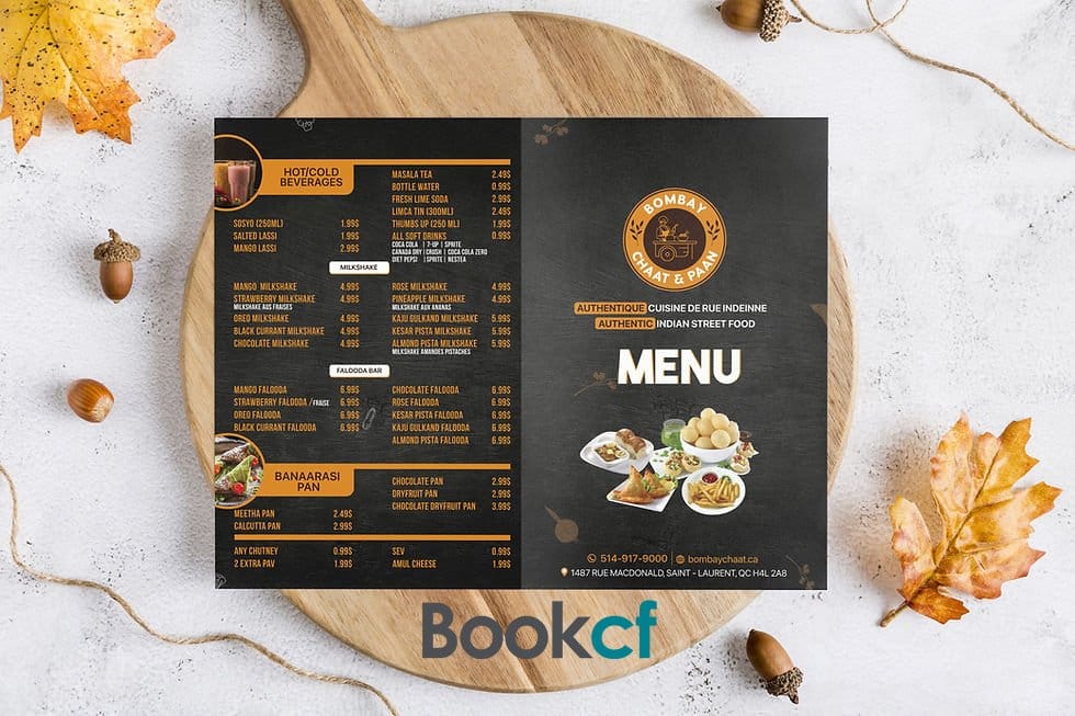 تعرفه طراحی منو رستوران | دوره و کتاب آشپزی | آکادمی بوک سی اف